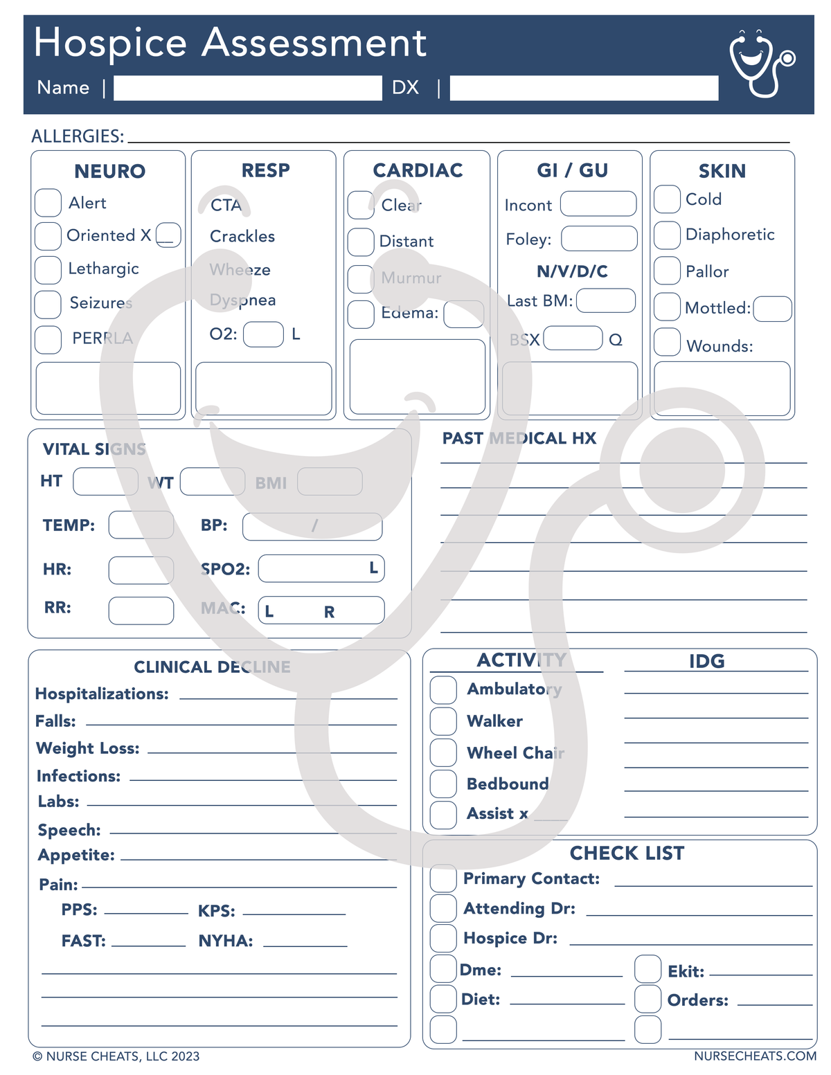 Hospice Assessment Form for Nurses