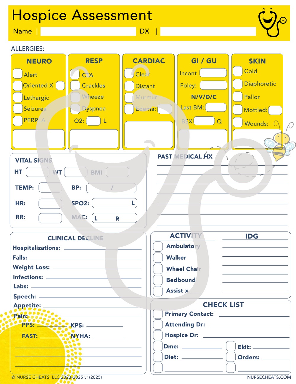 Hospice Assessment Form for Nurses