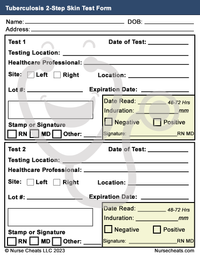 Two (2) Step Tuberculosis Test (Blank & Printable)