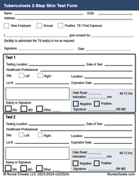 Two (2) Step Tuberculosis Test (Blank & Printable)