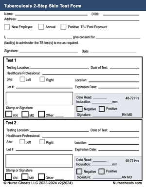 Two (2) Step Tuberculosis Test (Blank & Printable)