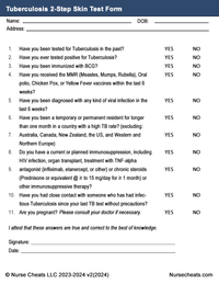 Two (2) Step Tuberculosis Test (Blank & Printable)