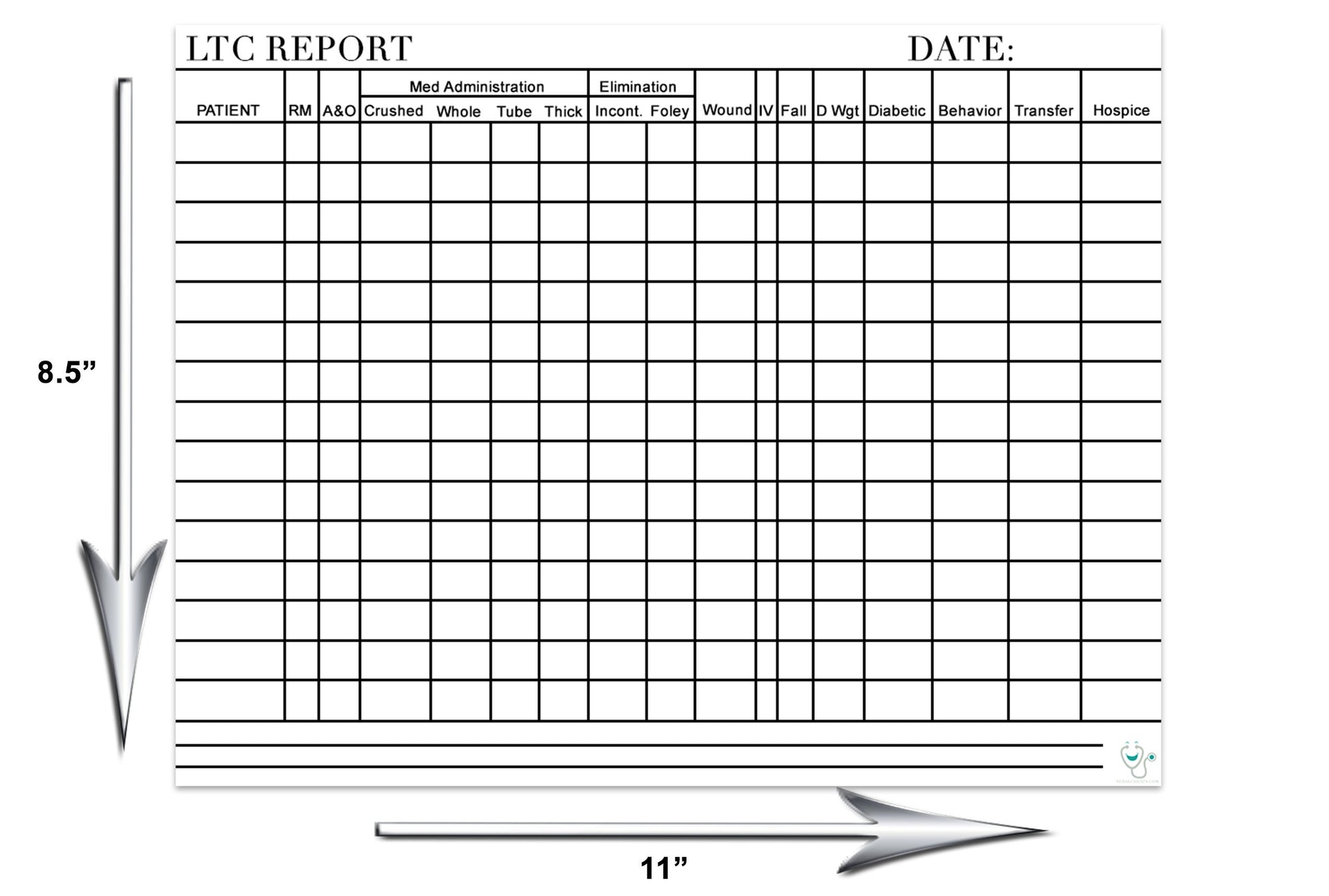 Long Term Care Report Sheet for Nurses- Digital download